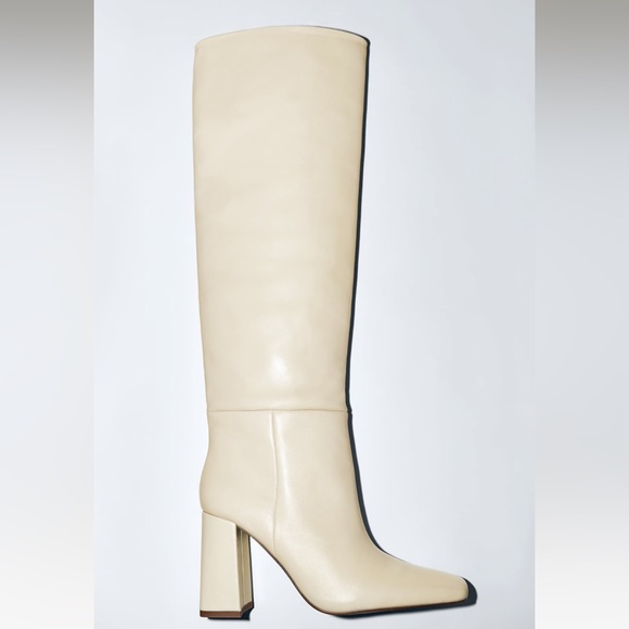 Zara | Shoes | Zara Square Toe High Heeled Genuine Leather Boots | Poshmark